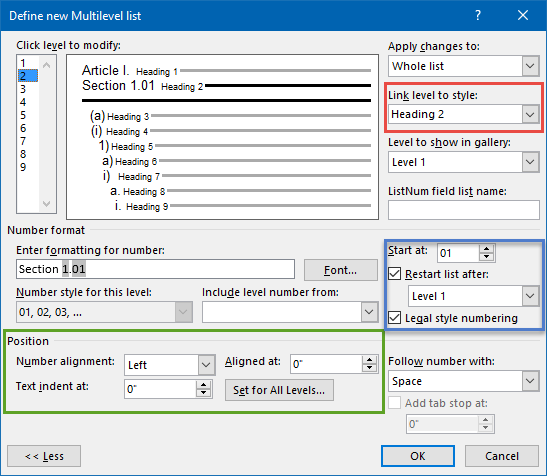 Multilevel Paragraph Numbering With Styles
