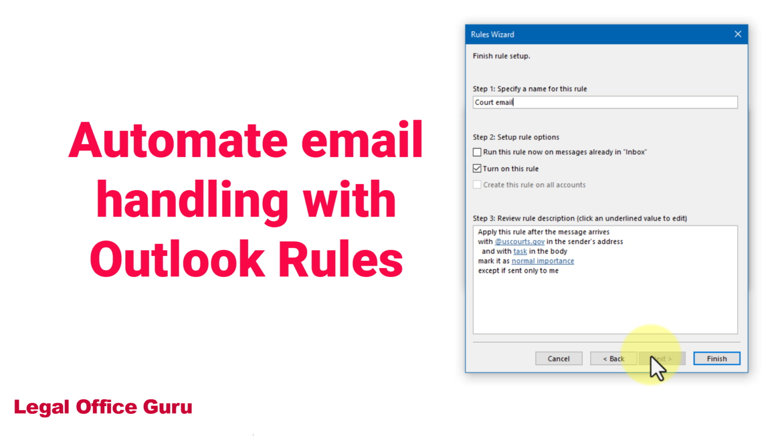 Configuring Rules in Microsoft Outlook to automate message handling ...