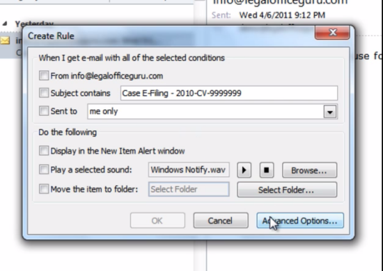 Configuring Rules in Microsoft Outlook to automate message handling ...