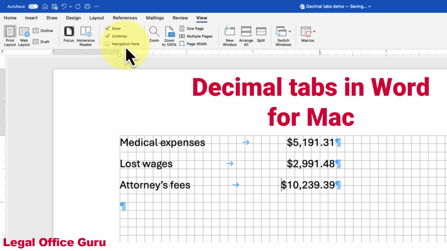 When a tab is not just a tab, part 1: decimal tabs - Legal Office Guru