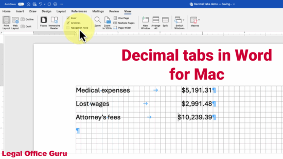 When a tab is not just a tab, part 1: decimal tabs - Legal Office Guru