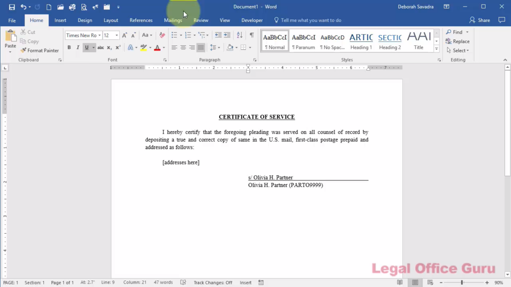 Instantly access boilerplate text with Quick Parts - Legal Office Guru
