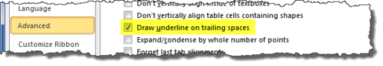 Reader Question: Underlining trailing spaces - Legal Office Guru