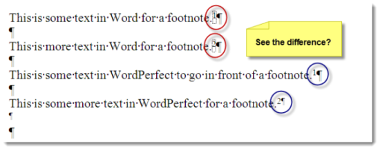 Reader ion Copying WordPerfect Footnotes To Microsoft Word 