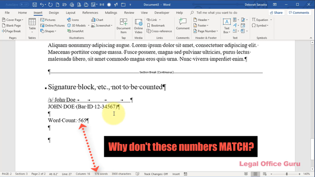 How NOT To Count Words In Your Word Document Legal Office Guru