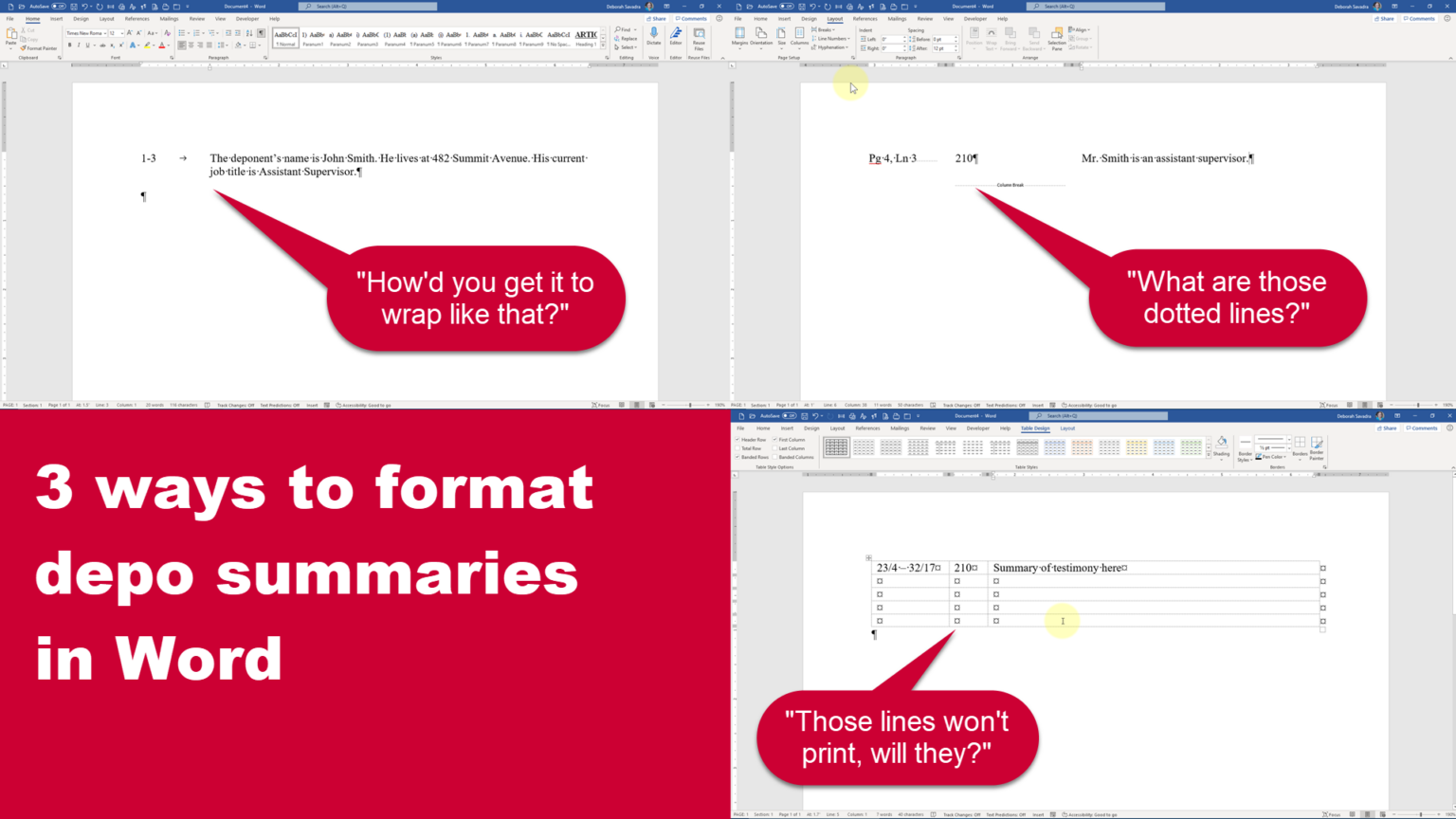 3 ways to create a deposition summary in Word - Legal Office Guru