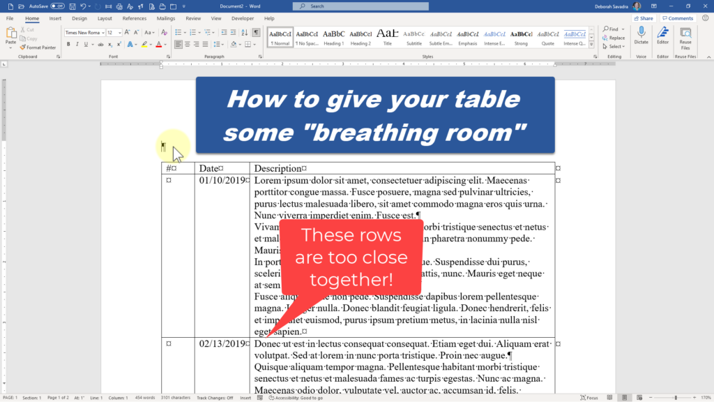 Resetting table cell margins and text alignment - Legal Office Guru