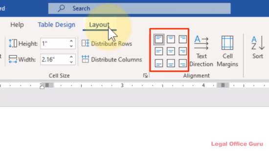 Resetting table cell margins and text alignment - Legal Office Guru